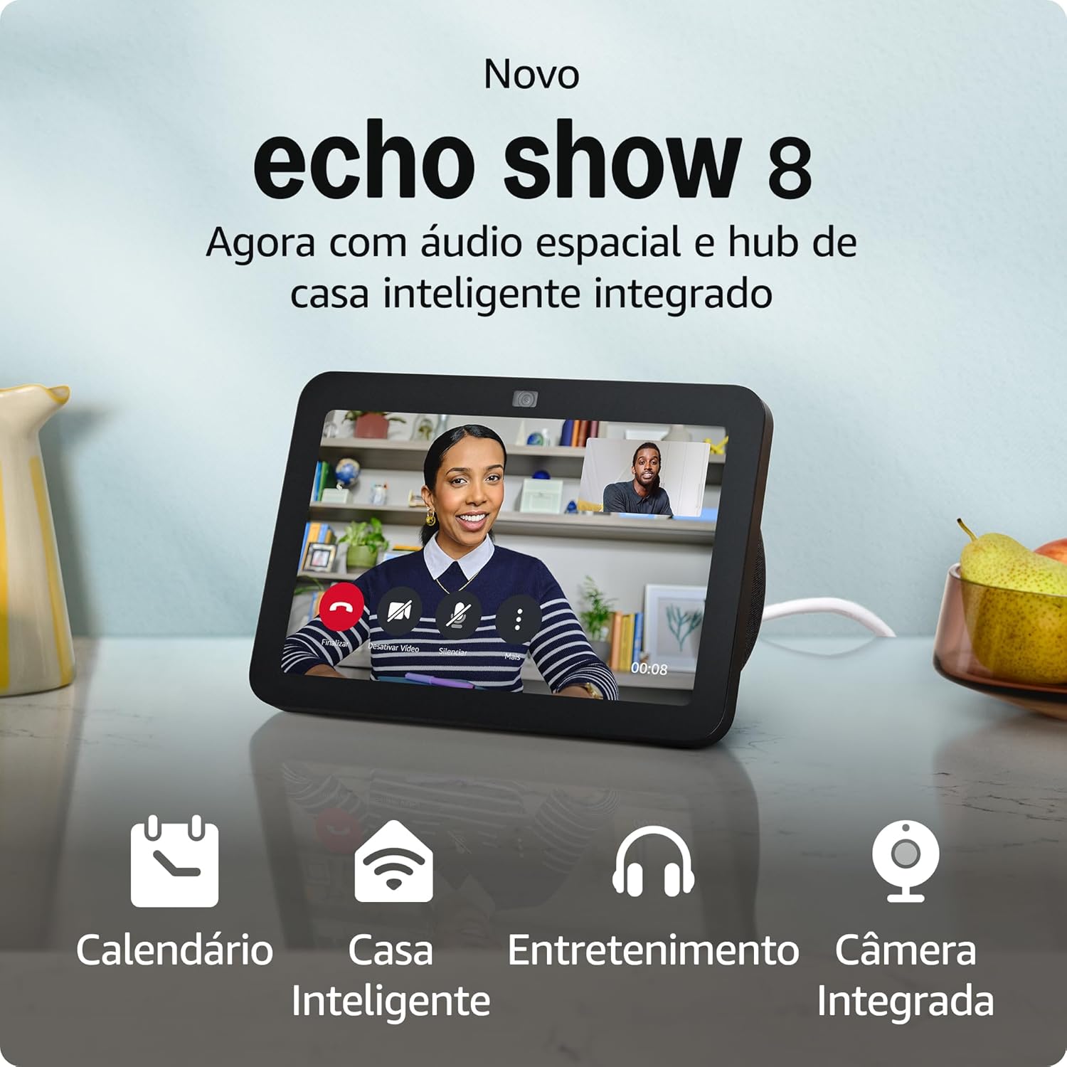Echo Show 8: O Smart Display com Áudio Espacial e Alexa para Sua Casa ...
